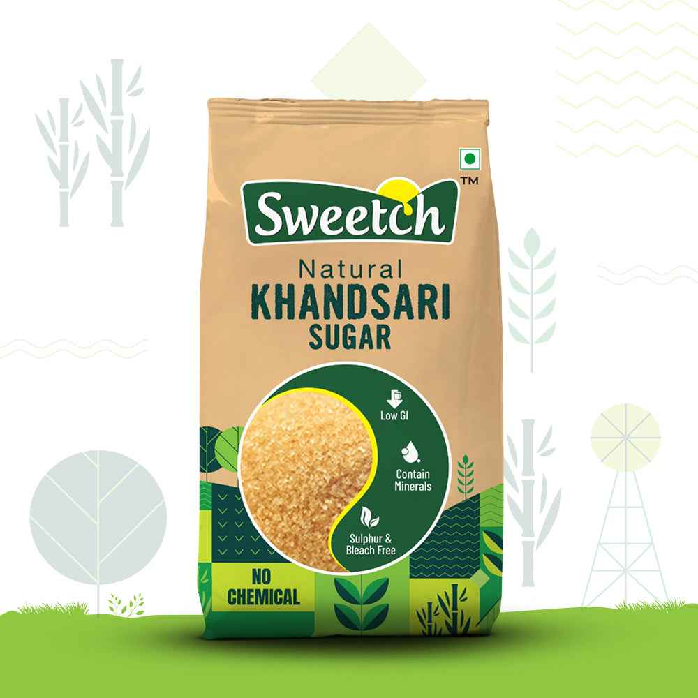 Sweetch Natural Khandsari Sugar 1kg | Raw Cane Sweetener